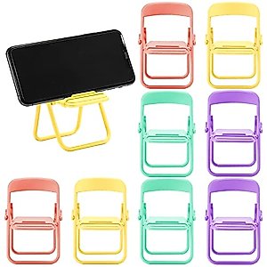 8 Pieces Mini Chair Shape Cell Phone Stand Foldable Universal Candy Color Mobile Phone Holder Multi Angle Cradle for Desk Tablet Phone Multi Functions Convenient Phone Stand