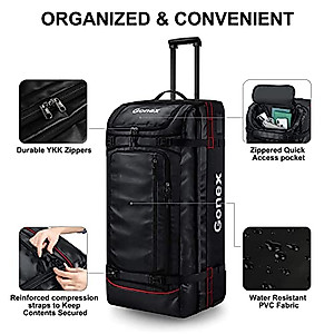 Gonex Rolling Duffle Bag with Wheels, 100L Water Repellent Large Wheeled Travel Duffel Luggage with Rollers 33 inch, Black