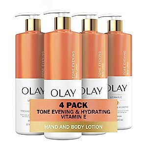 Olay Tone Evening and Hydrating Body Lotion, Deep Moisture, 17oz (Pack of 4)
