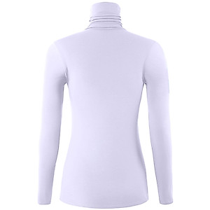 Womens Long Sleeve Turtleneck Lightweight Pullover Slim Shirt Top White Medium