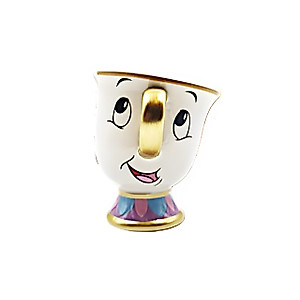 Beauty & The Beast Cartoon Chip Tea Cup 3D Sculpted Ceramic Coffee Mug, 8 Ounces, Officially Licensed, Princess Collectible Novelty Gift