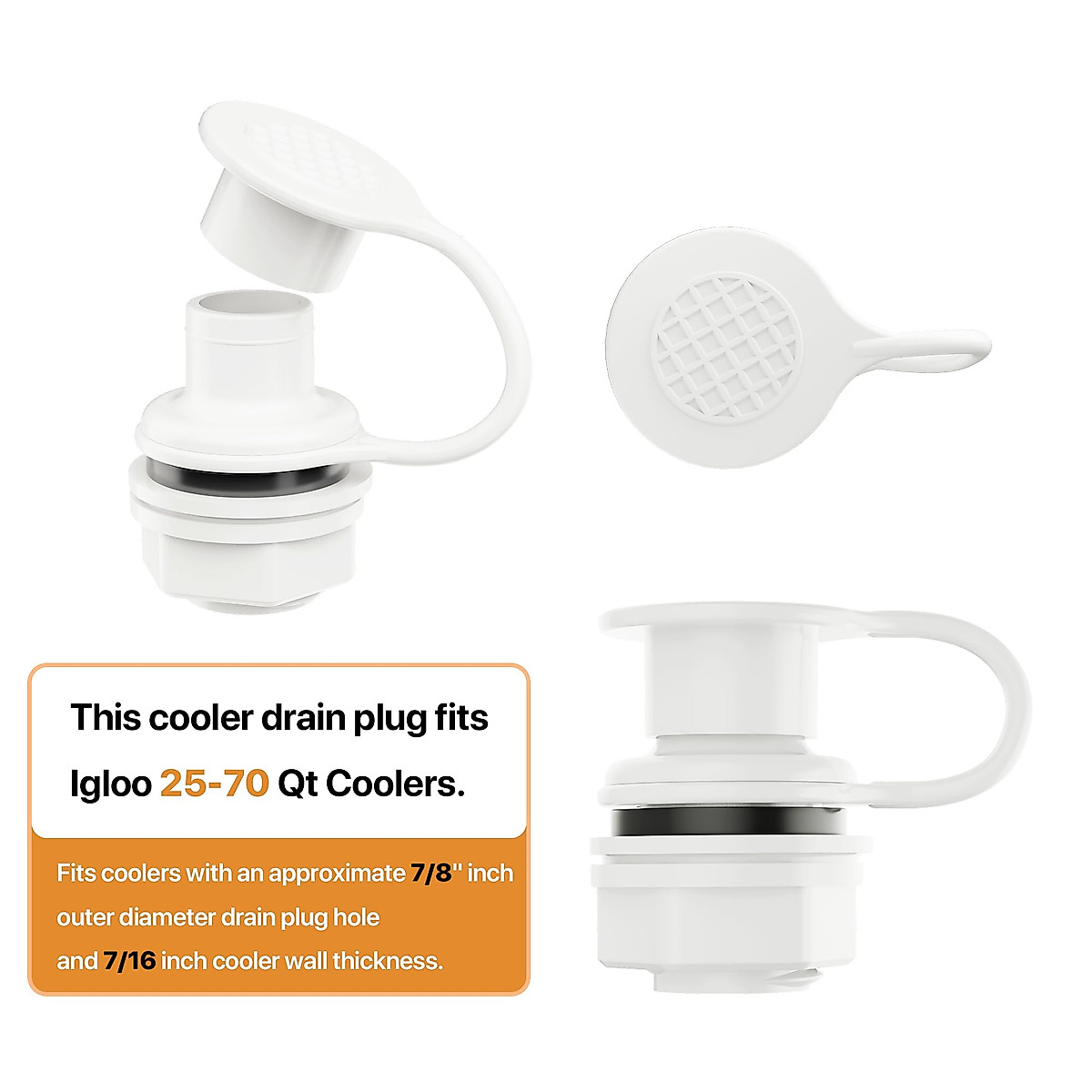 Cooler Drain Plug Replacement for Igloo Cooler, Cooler Triple Snap Drain Plug for Igloo Ice Chest, Cooler Replacement Parts Drain Plug