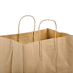 AmerCareRoyal Case of 200 Recyclable Kraft Paper Bags with Twisted Handles - Eco-Friendly Brown Grocery Bags - Durable & Recyclable Packaging, Shopping Bags, Brown Bags with Handles - 12"x9"x15.75"