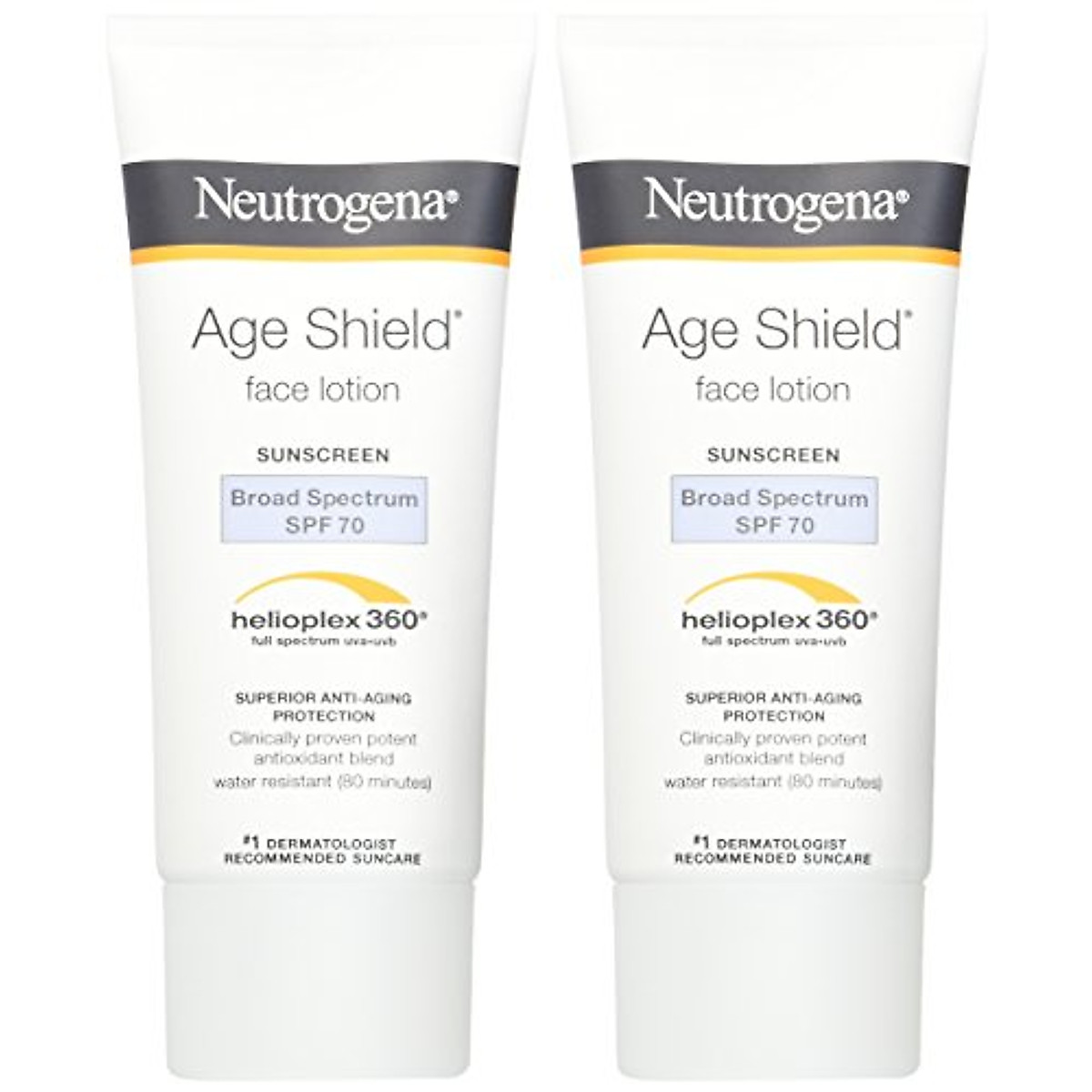 Neutrogena Age Shield Anti-Oxidant Face Lotion Sunscreen with Broad Spectrum SPF 70, Oil-Free & Non-Comedogenic Moisturizing Sunscreen to Prevent Signs of Aging, 3 fl. oz (Pack of 2)