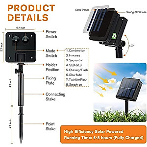 YEGUO Solar Fairy Lights Outdoor Waterproof, 4 Pack Total 132ft 400 LED Solar String Lights Warm White, 8 Modes Silver Wire Solar Twinkle Lights For Deck Camping Patio Garden Tree Yard Xmas Decoration