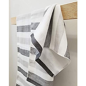 IPPINKA Senshu Japanese Towel, Ultra Soft, Quick-Drying, Two-Tone Stripes, Grey (Set of 3 Towels)