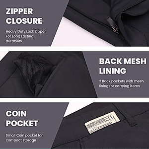 Brickline Mens Shorts for Men, Hybrid Casual Golf Dress Flat Front Quick Dry Stretch Board Shorts, Lightweight Chino Short Black - 36