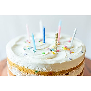 Wish for More Birthdays - 24-Pack of Birthday Candles - Tall, Spiral Cake Decorations to Benefit The American Cancer Society - Blue, Silver and White