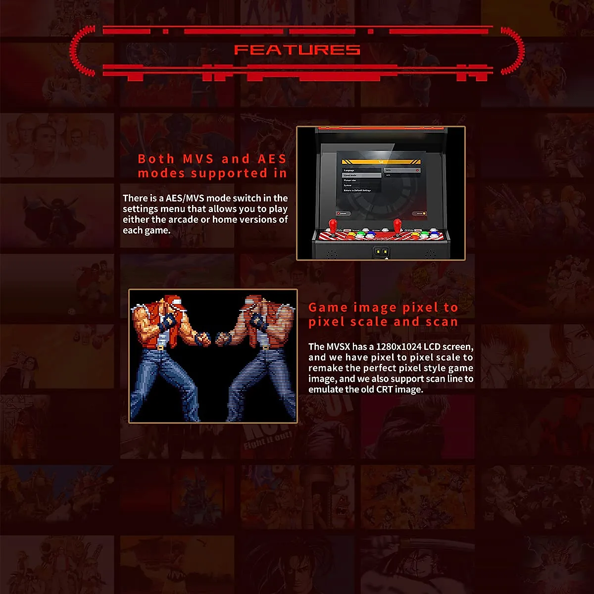 NEOGEO MVSX Arcade and Base with 50 Pre-Loaded SNK Retro Games, 17" Screen Home Entertainment Arcade