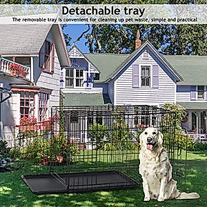 48 inch Dog Cage Large XXL Dog Crates for Large Dogs Folding Dog Kennels and Metal Wire Crates Pet Animal Segregation Cage Crate with Double-Door,Tray,Handle and Divider for Dog Training Indoor