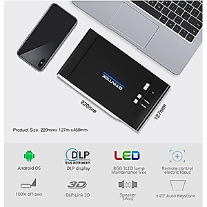 Viinice HD 4K Home Theater 3D Portable Projector 4K Laser Projector with WiFi and Bluetooth