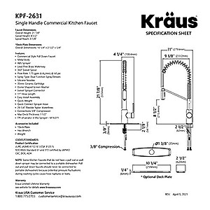 Kraus KPF-2631MB Oletto Commercial Style Pull-Down Single Handle Kitchen Faucet with QuickDock Top Mount Installation Assembly, Matte Black