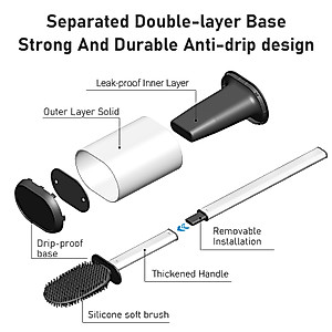 M-Aimee Slim Trash Can and Toilet Brush Combo, Stainless Steel Garbage Can, 1.3 Gallon / 5 Liter, Rectangle Step Small Garbage bin, Soft Close, Removable Plastic Bucket (White)