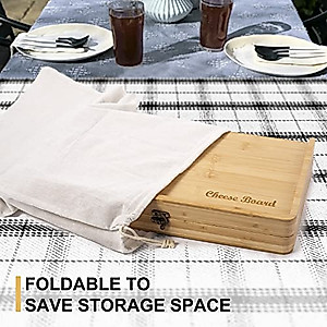 SunClenase Foldable Charcuterie Boards Gift Set - Bamboo Cheese Board and Knife Set - Large Charcuterie Board Set- Perfect Housewarming & Wedding Gifts
