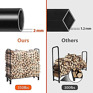 SINGLYFIRE 4ft Firewood Rack Outdoor Firewood Holder Fire Wood Rack Heavy Duty Log Rack for Patio Deck Easy Assemble Firewood Log Storage Stand for Outdoor Indoor Fireplace Tool