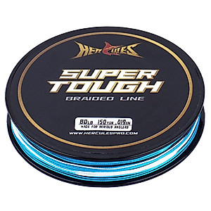 HERCULES Super Tough Braided Fishing Line 8 pounds Test Blue Camo 8LB (1000 Yards) - 4 Strands