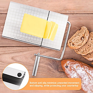 Cheese Slicer, Stainless Steel Cheese Cutter Board with 10 Wires And 25 Baking Oil Paper,Heavy Duty Adjustable Cheese Cutter Board,Cheese Slicer Cutter for Block Cheese