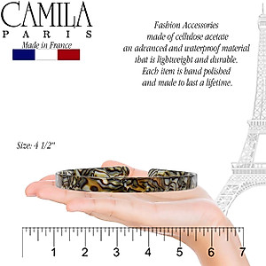 Camila Paris CP2005 French Headband for Women, Handmade Onyx, Strong Hold Grip Women's Hair Band, Ligth and Very Flexible, No Slip and Durable Styling Girls Hair Accessories, Made in France