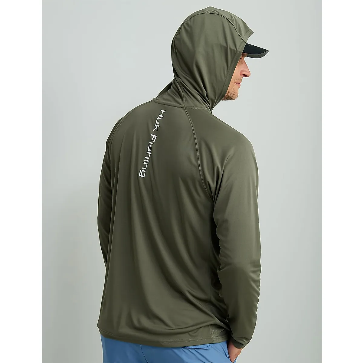 HUK Men's Standard Pursuit Vented Long Sleeve Hoodie, Fishing Shirt with Hood, Moss, Large