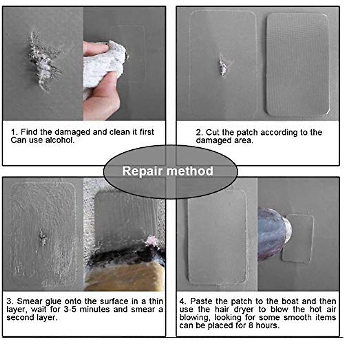 SolUptanisu Inflatable hot tub Repair kit,6pcs Patches Raft Patch,Inflatable Raft Boat Canoe Kayak Waterproof Repair Patches Accessory (Black, Red, Gray Optional)