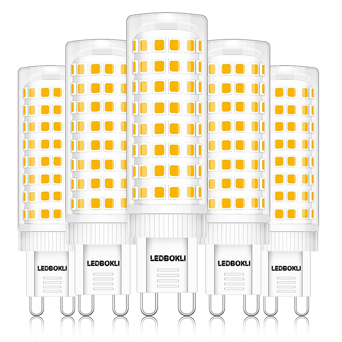 LEDBOKLI 10W Dimmable G9 LED Light Bulb, Equivalent 80 Watt Incandescent Light Bulbs,Warm White 3000K G9 LED Lamp, G9 Base Chandelier Light Bulbs, 900LM, Energy Saving, Non Flicker, 5-Pack