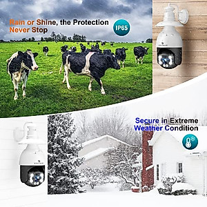 SYMYNELEC Light Bulb Security Camera Outdoor Waterproof 2K, 2.4GHz Wireless WiFi Light Socket Security Cam with Color Night Vision Human Motion Detection Tracking IP65 Works with Alexa Google (2 PCS)