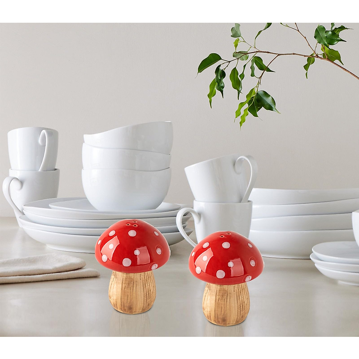 Mushroom Salt And Pepper Shakers Set Ceramic Salt Pepper Shakers Container Red Salt Pepper Shaker Set Salt Shakers For Kitchen Salt And Pepper Jar