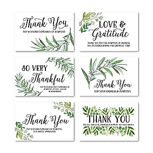24 Foliage Sympathy Thank You Cards With Envelopes, Greenery Bereavement Funeral Thank You Note, Condolence Gratitude Supplies, Boho Personalized Religious Military Memorial With Message Stationery