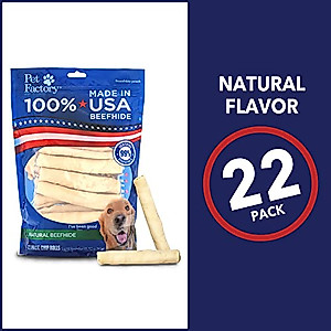 Pet Factory 100% Made in USA Beefhide 5" Chip Rolls Dog Chew Treats - Natural Flavor, 22 Count/1 Pack