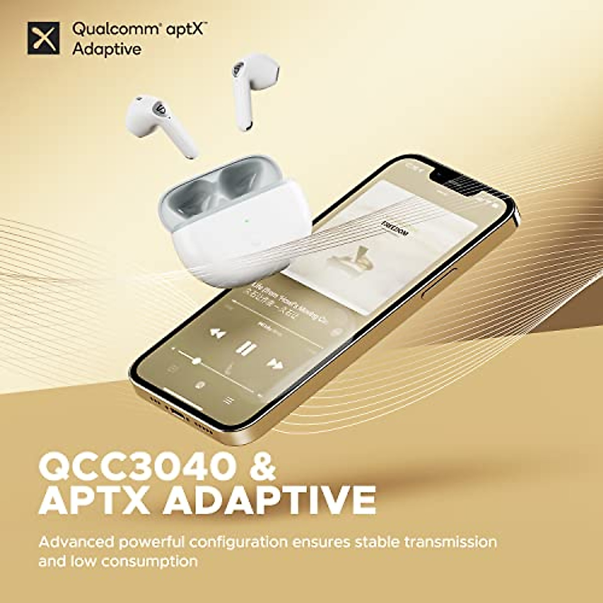 SoundPEATS Wireless Earbuds Air3 Deluxe Bluetooth 5.2 Earphones with QCC3040 aptX-Adaptive, TrueWireless Mirroring, 4 Microphones and CVC 8.0 for Clear Calls, 14.2mm Driver, Total 22Hrs, App Support