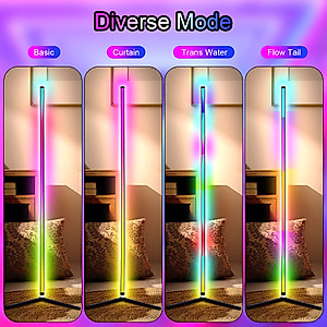 Retisee 2 Pieces 65 Inch Modern Lighting Corner Lamp with Remote and App Control LED Dimmable Corner Floor Lamp Color Changing RGB Lamp with Music Sync Timing for Living Room Gaming Room