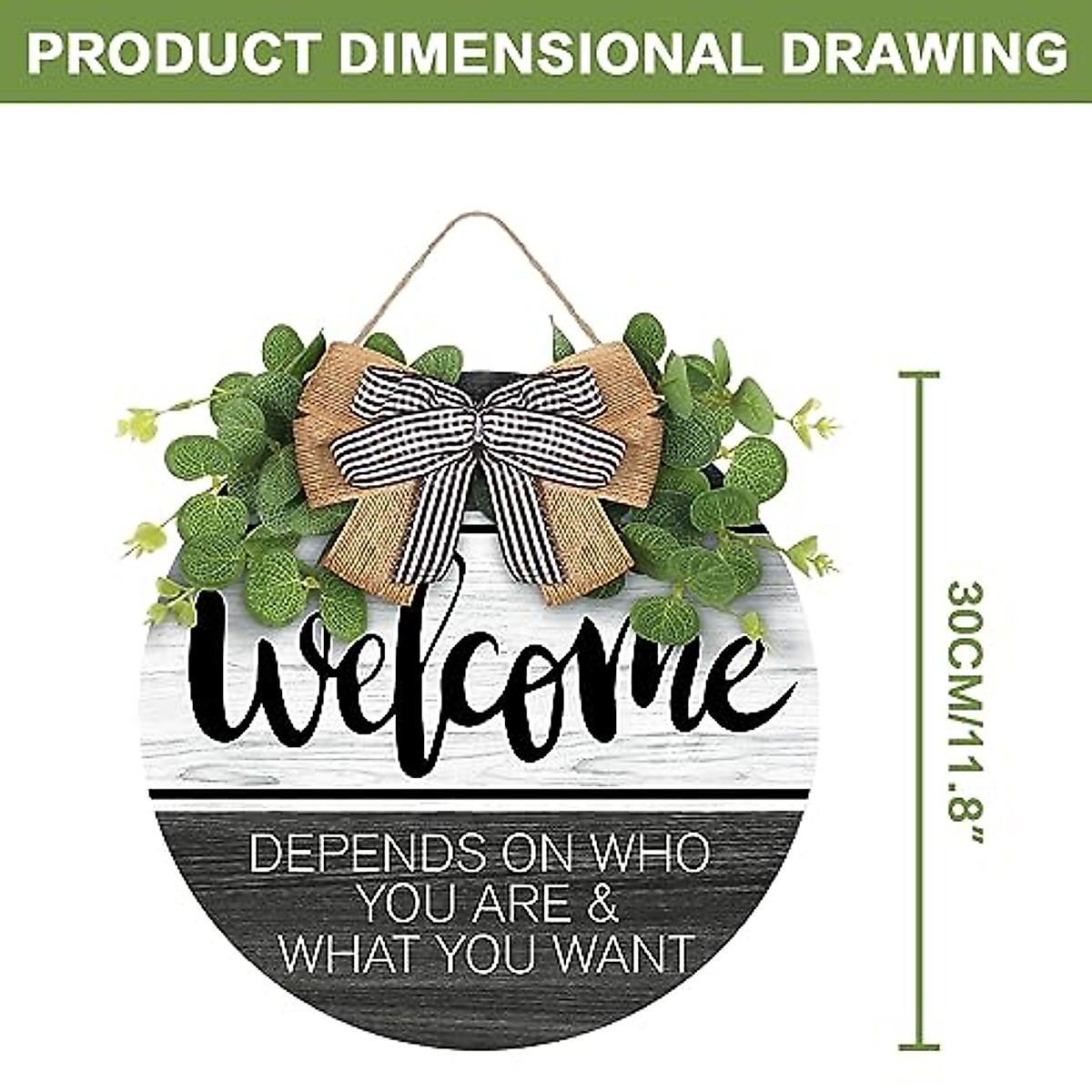 Super Holiday Welcome Sign For Front Door - Wooden Round Rustic Wreaths Hanging Decorations- for Home Farmhouse Porch Wall Spring Summer Fall All Season Christmas Decor.