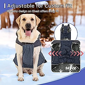 Warm Winter Jacket for Dogs,Reversible Furry Coat with Leash Hole,Puppy Cat Waterproof Reflective Vest Cloth for Cold Weather,Navyblue,XS