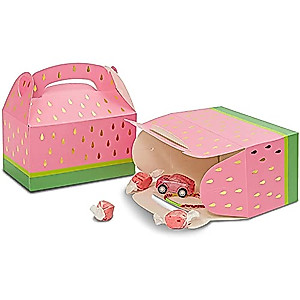 BLUE PANDA Watermelon Party Favor Boxes for Kids Birthday & Parties (Foil, 36 Pack)