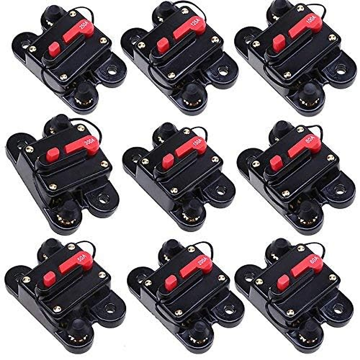 ANJOSHI Circuit Breaker 50amp 50A-300A with Manual Reset Home Solar System Fuse Holder for Car Audio and Amps Protection 12V-48V DC Reset Fuse Inverter Replace Fuses
