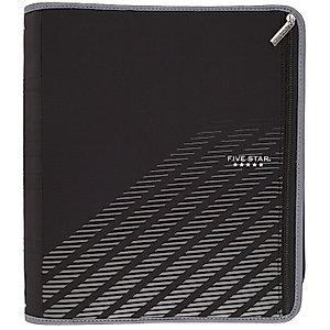 Five Star Zipper Binder, 2 Inch 3 Ring Binder, Xpanz, Gray Lines (29040Hx9)