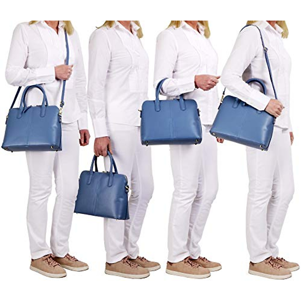 PRIMO SACCHI Italian Textured Dark Tan Leather Bowling Style Tote Grab Shoulder Bag Handbag Purse