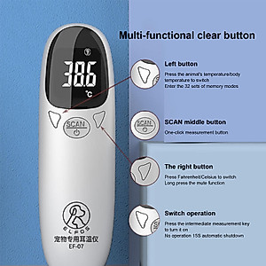 Animal Thermometers - Dog Ear Temperature Monitor, Long Probe Pets Ear Canal Tool | Fast Rectal Temperature Monitor Pet Only Thermometer, Dog and Cat Ear Care Supply for Pets Fever Detection Device