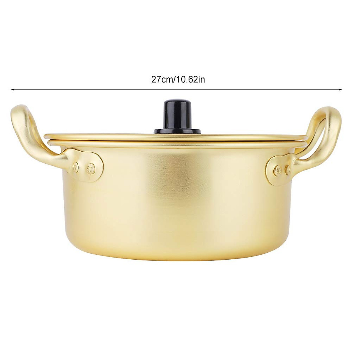 Korean ramen pan with lid quick noodle cooking pot Korean yellow aluminum soup pot noodle pot with handle for soup noodles(20cm Pot)