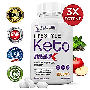 (5 Pack) Lifestyle Keto Max 1200MG Pills Includes Apple Cider Vinegar goBHB Strong Exogenous Ketones Advanced Ketogenic Supplement Ketosis Support for Men Women 300 Capsules