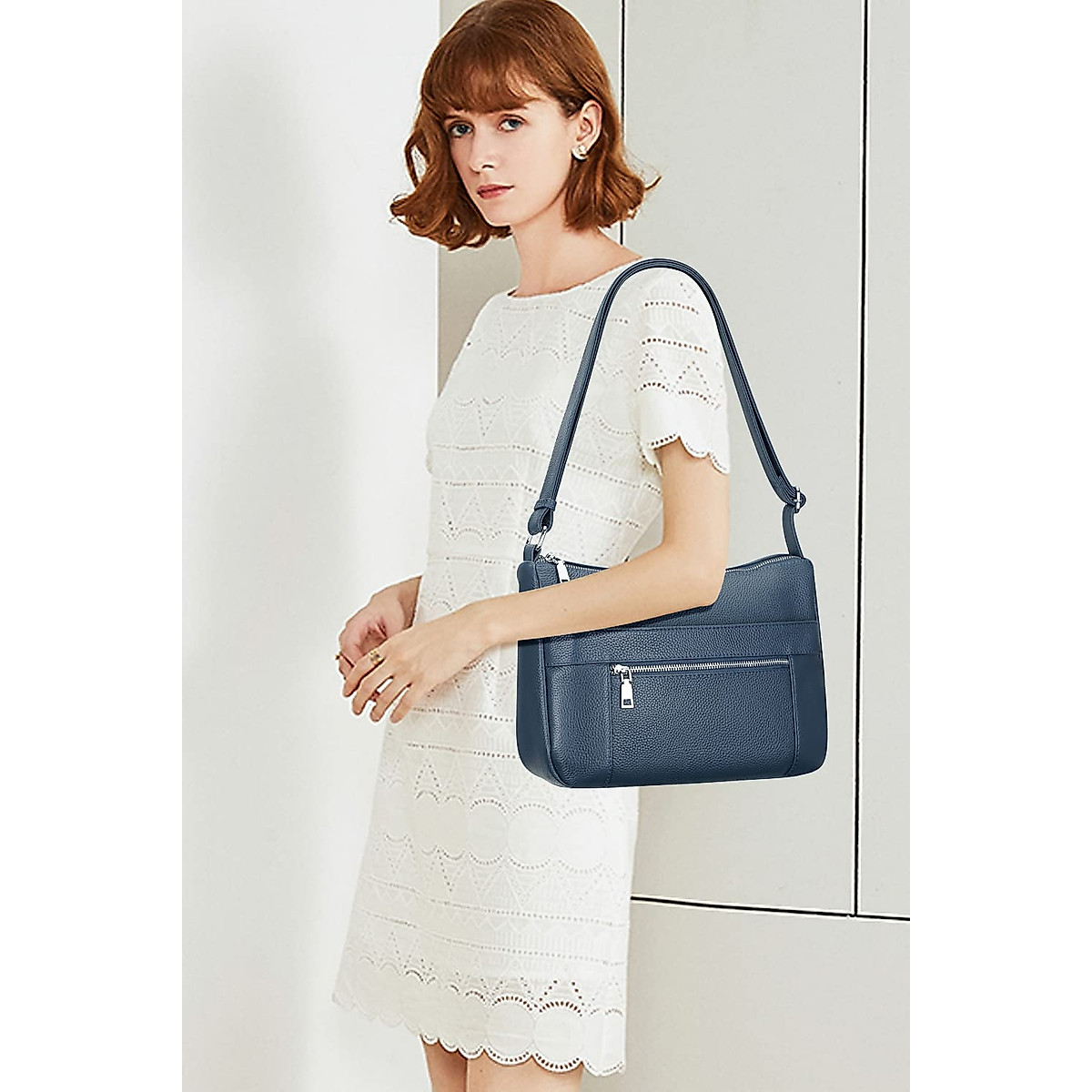 Over Earth Crossbody Bags for Women Genuine Leather Purses and Handbags Ladies Shoulder Bag Message Bag(O155E Indigo Blue)