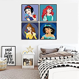 cupmod 4 Pack Cartoon Character Paint by Number for Kids Ages 4-8,Easy Acrylic Paint by Number for Kids On Canvas,Oil Painting Paint by Number Kits Gift for Kids(Framed)