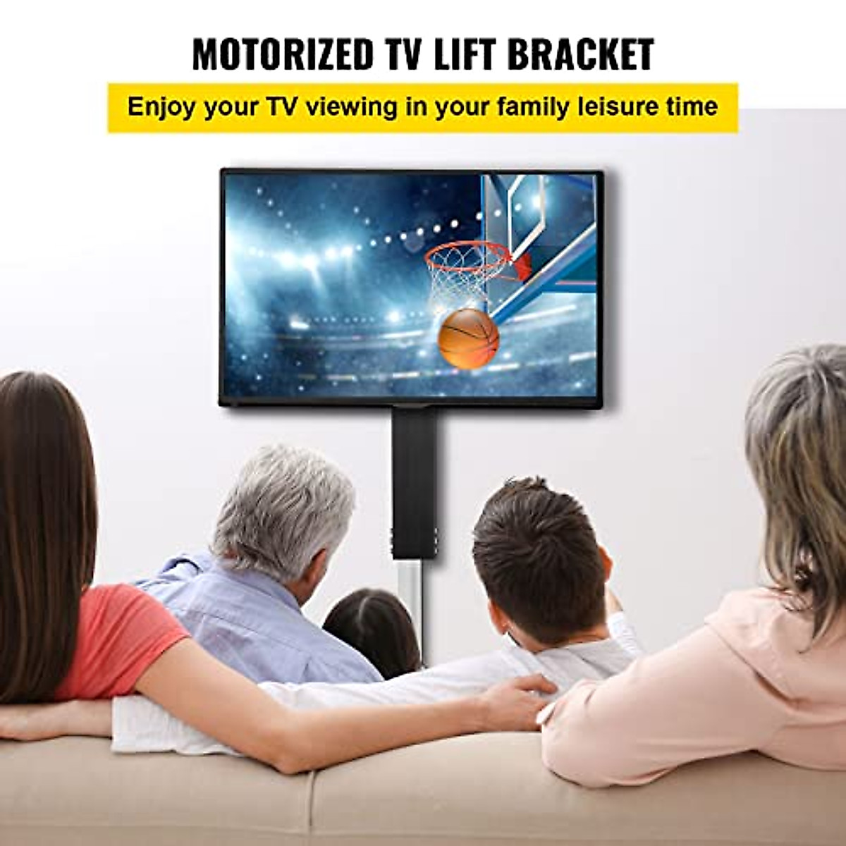 VEVOR Motorized TV Lift Stroke Length 19.7 Inches Motorized TV Mount Fit for Max.50 Inch TV Lift with Remote Control Height Adjustable 38-65 Inch,Load Capacity 132 Lbs