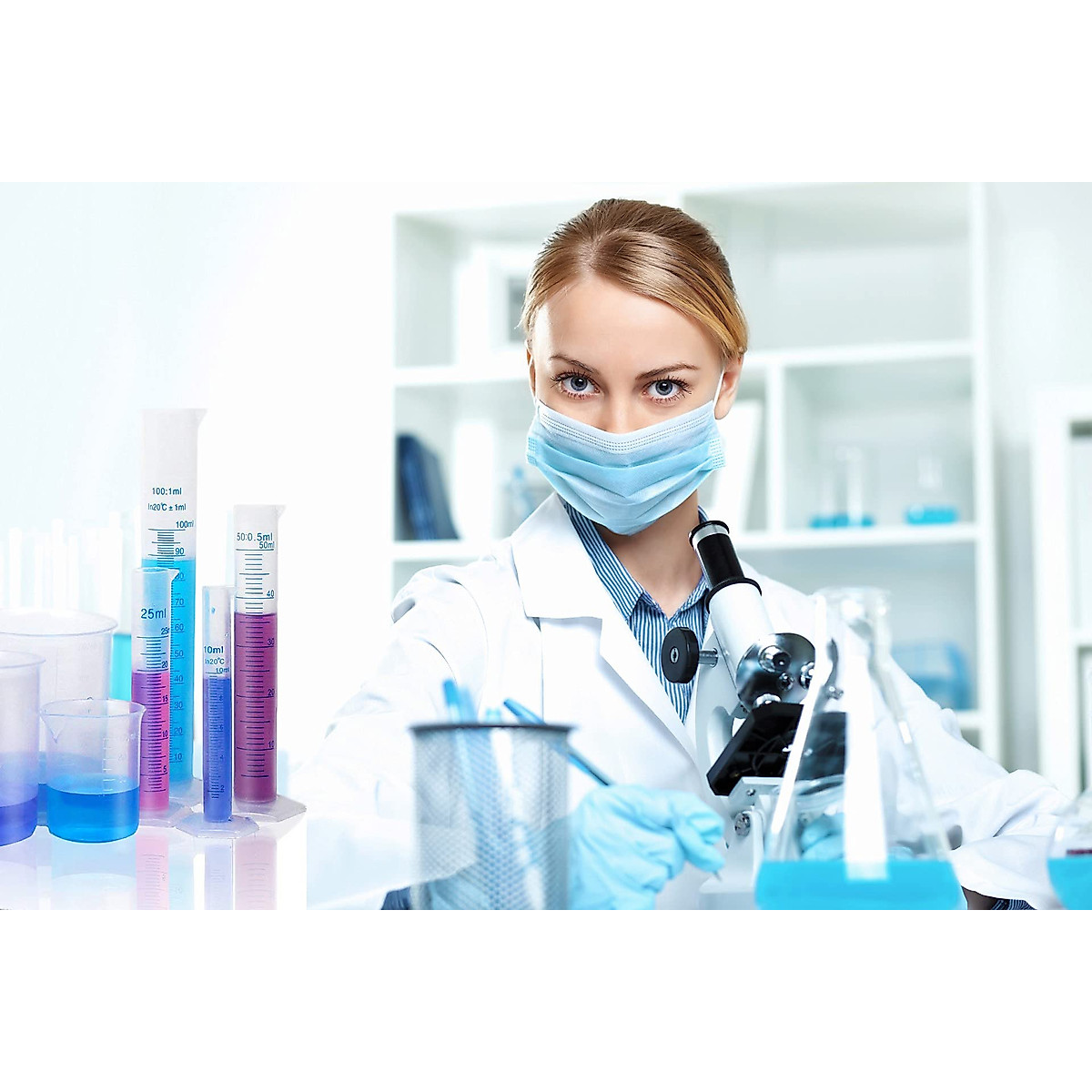 6Pack Plastic Graduated Cylinder 250 ml Transparent Measuring Cylinder Set, Science Measuring Test Tube Flask, Graduated Cylinder Beaker with 2-Sided Marking & Pour Spout for Home and School Science