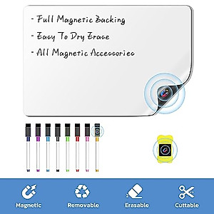 HOMiDEK Dry Erase Magnetic Whiteboard, Refrigerator Magnet Sheet, Small Fridge White Board with Markers and Eraser - 20 x 13 Inches
