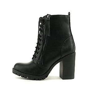 Soda Women's Malia Combat Boot (Black*, numeric_7.5)