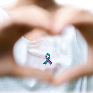 Suicide Prevention Awareness Ribbon Pin 25pcs Purple & Teal Enamel Pins