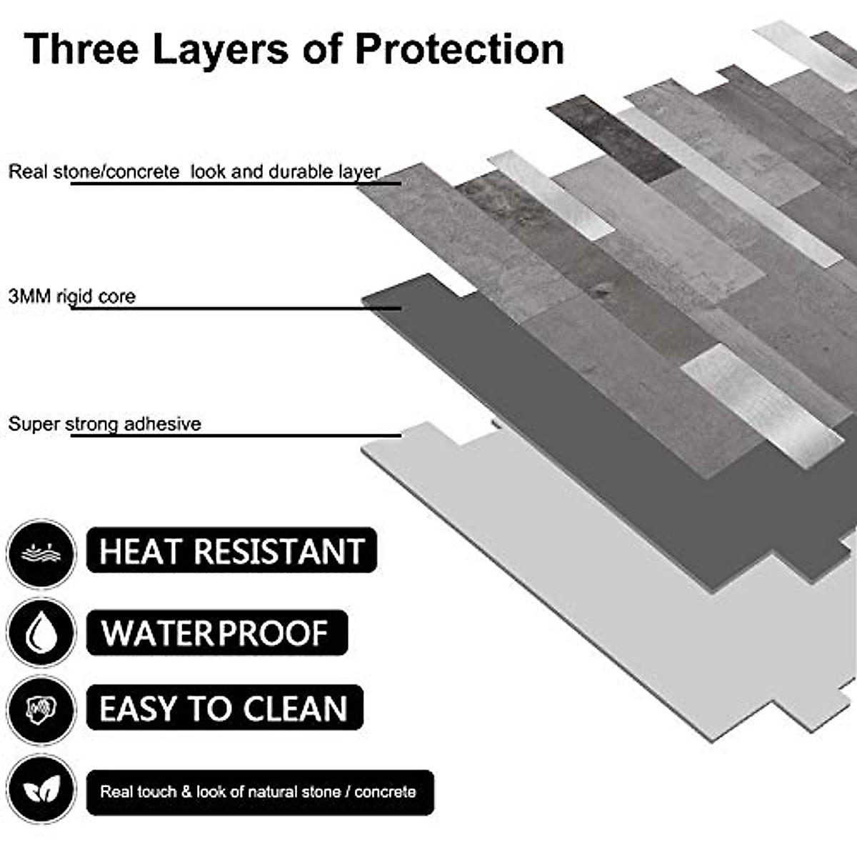 COLAMO Luxury 10 Sheet Peel and Stick Cement Gray Silver Aluminum Metal Mix Tile, Adhesive Faux Stone Tile for RV,Kitchen Sink Backsplash,Bathroom,Accent Wall, Self Stick On Wall Tile (Concrete Look)