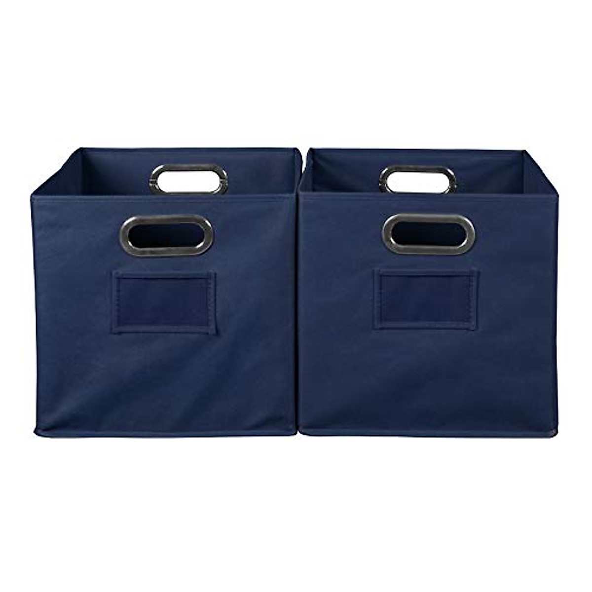 Cheer Home Storage Set of 2 Foldable Fabric Cube Storage Bins- Navy Blue