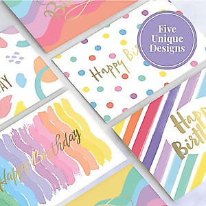 Rileys Rainbow Birthday Cards Assortment, 50-Count | 5 Designs, Wishing Cards for Kids and Adults, Greeting Cards with Envelopes Included, Bulk Variety Pack